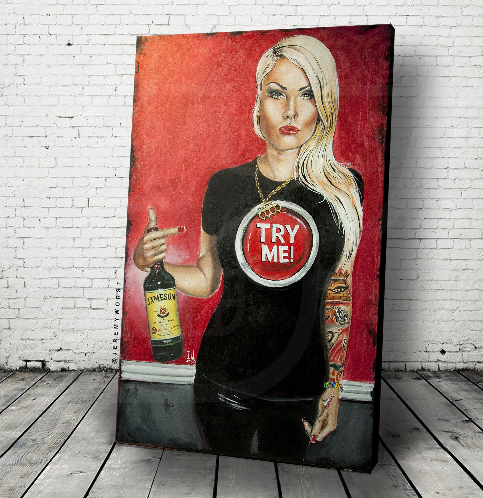 JEREMY WORST Try Me Jameson Whiskey Canvas Print Sexy Girl | Etsy