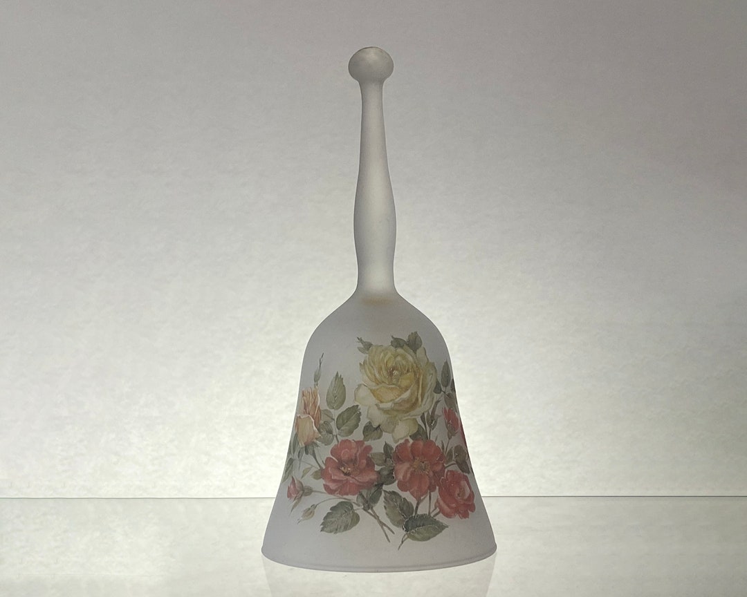 Viking Satin Glass Bell Yellow and Peach Flowers - Etsy