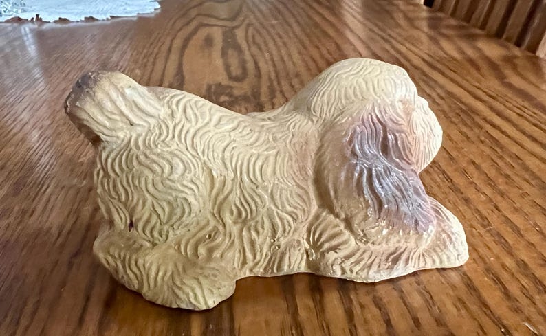 Vintage Painted Chalkware Dog Figurine Cocker Spaniel in Playful Pose ...