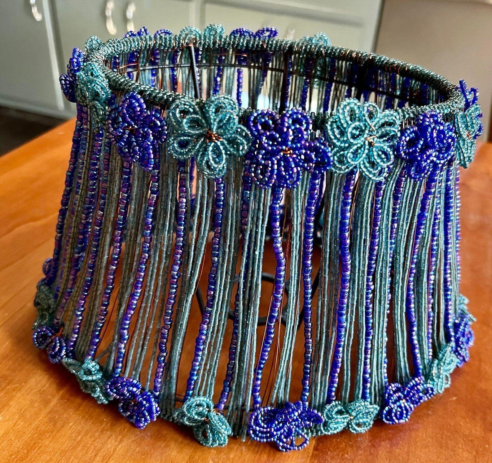 Bohemian Vintage Beaded Lampshade in Shades of Blue - Etsy