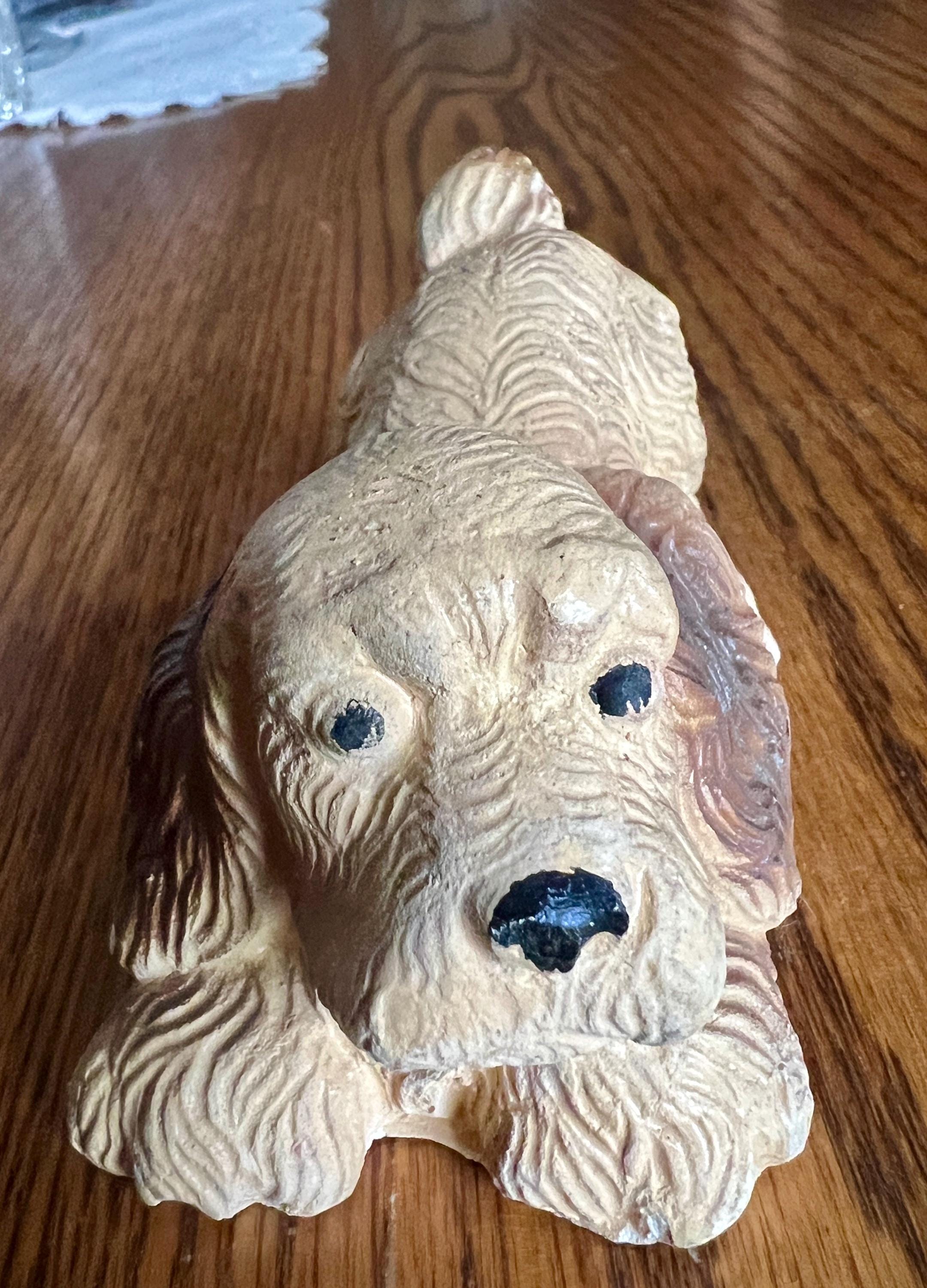Vintage Painted Chalkware Dog Figurine Cocker Spaniel in Playful Pose ...