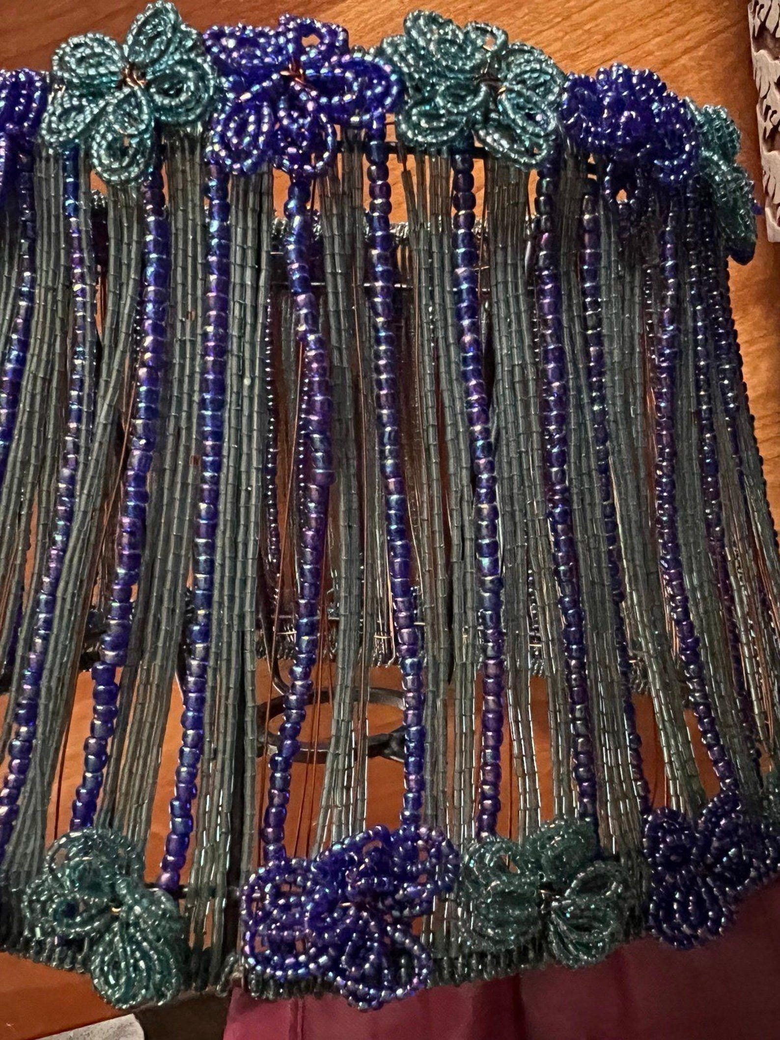 Bohemian Vintage Beaded Lampshade in Shades of Blue - Etsy