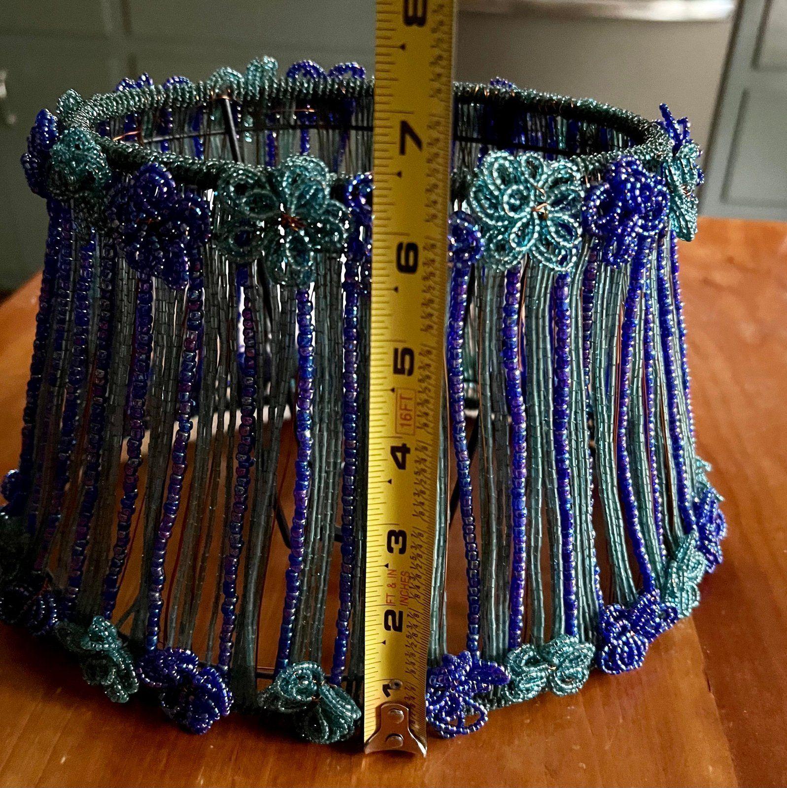 Bohemian Vintage Beaded Lampshade in Shades of Blue - Etsy