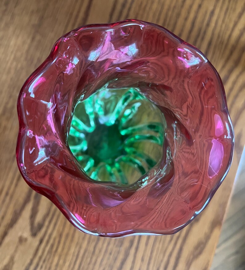 Vintage Teleflora Hand Blown Watermelon Vase -pink and Green - Etsy