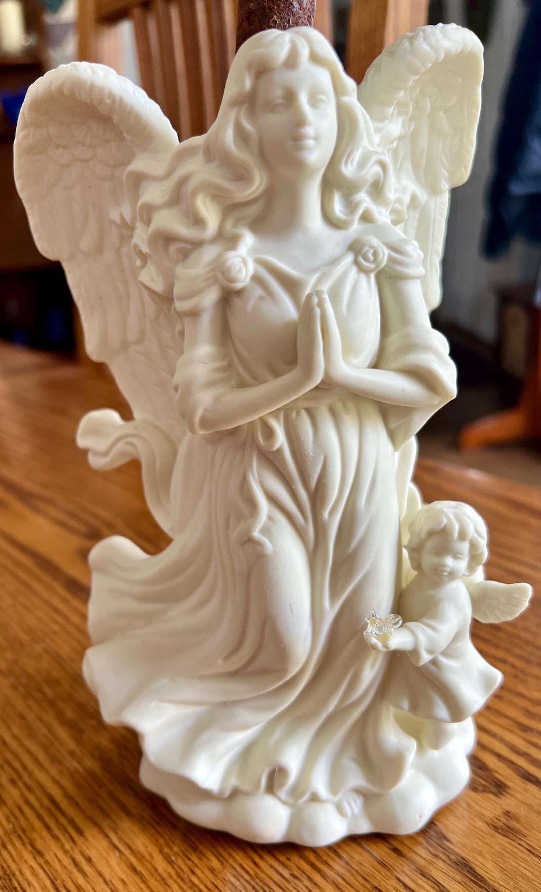 Partylite "angel of Light" Bisque Porcelain Tapered Candle Holder With ...
