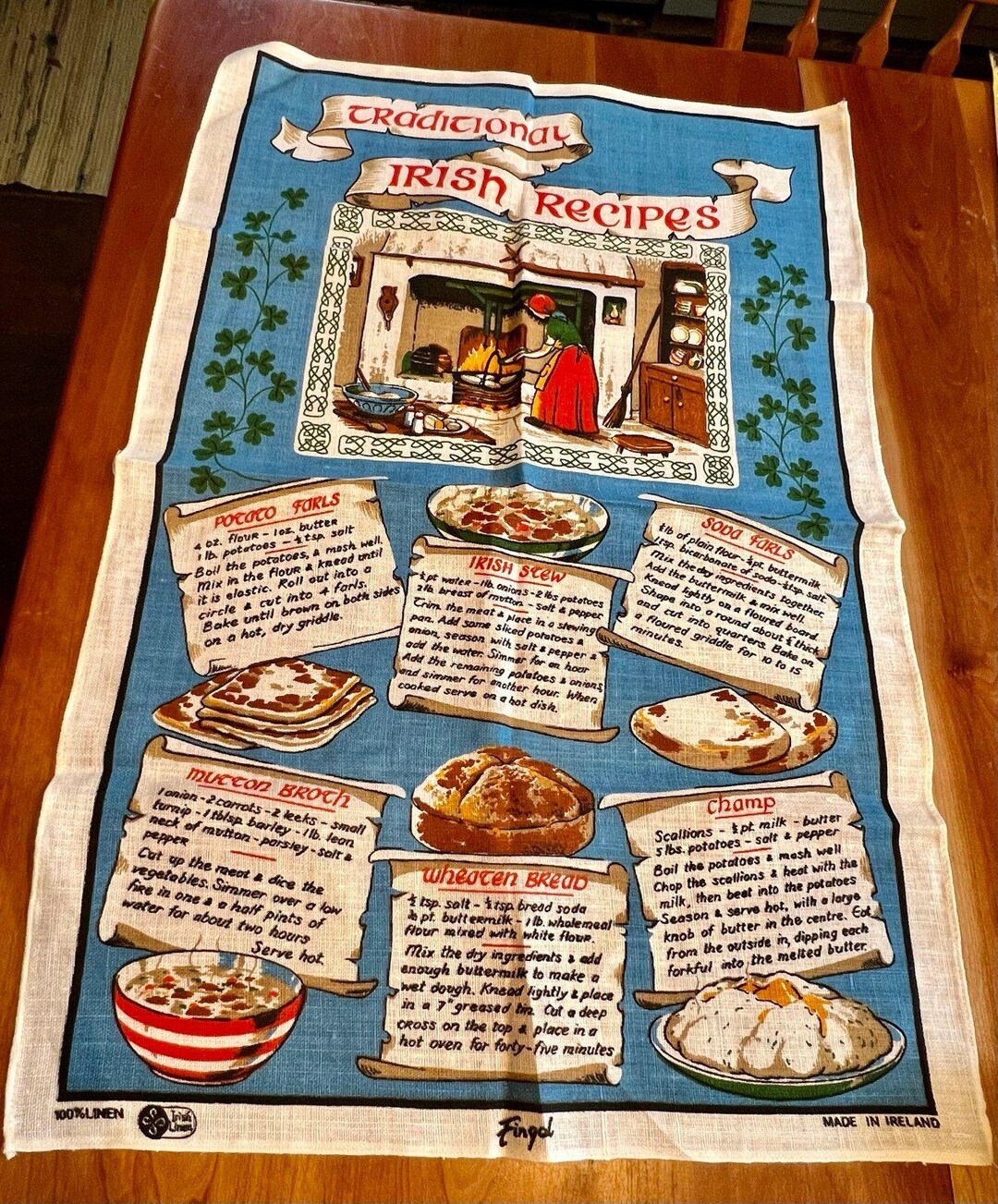 Traditional Irish Recipes Tea Towel 19"x29" Fingal Made in Ireland ...