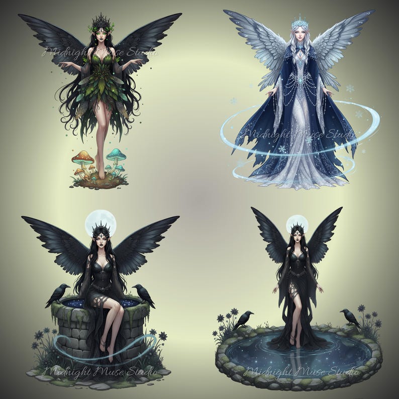 Dark Fae Clipart | Celestial Gothic PNG Bundle (digital Download) - Etsy