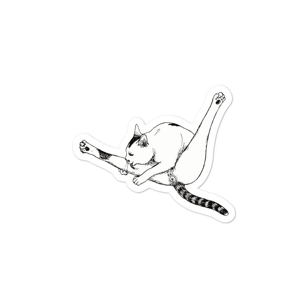 Cat Cleaning Itself Bubble-free Stickers - Etsy