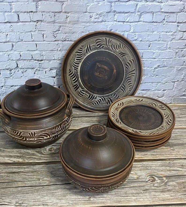 Handmade Ceramics Cute, Pottery Dishes Complete Set, Vintage Dishes ...
