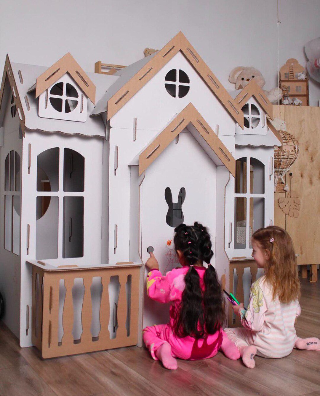 Eco-friendly Children's Play Booth. Life Size Cardboard House. Fortress ...