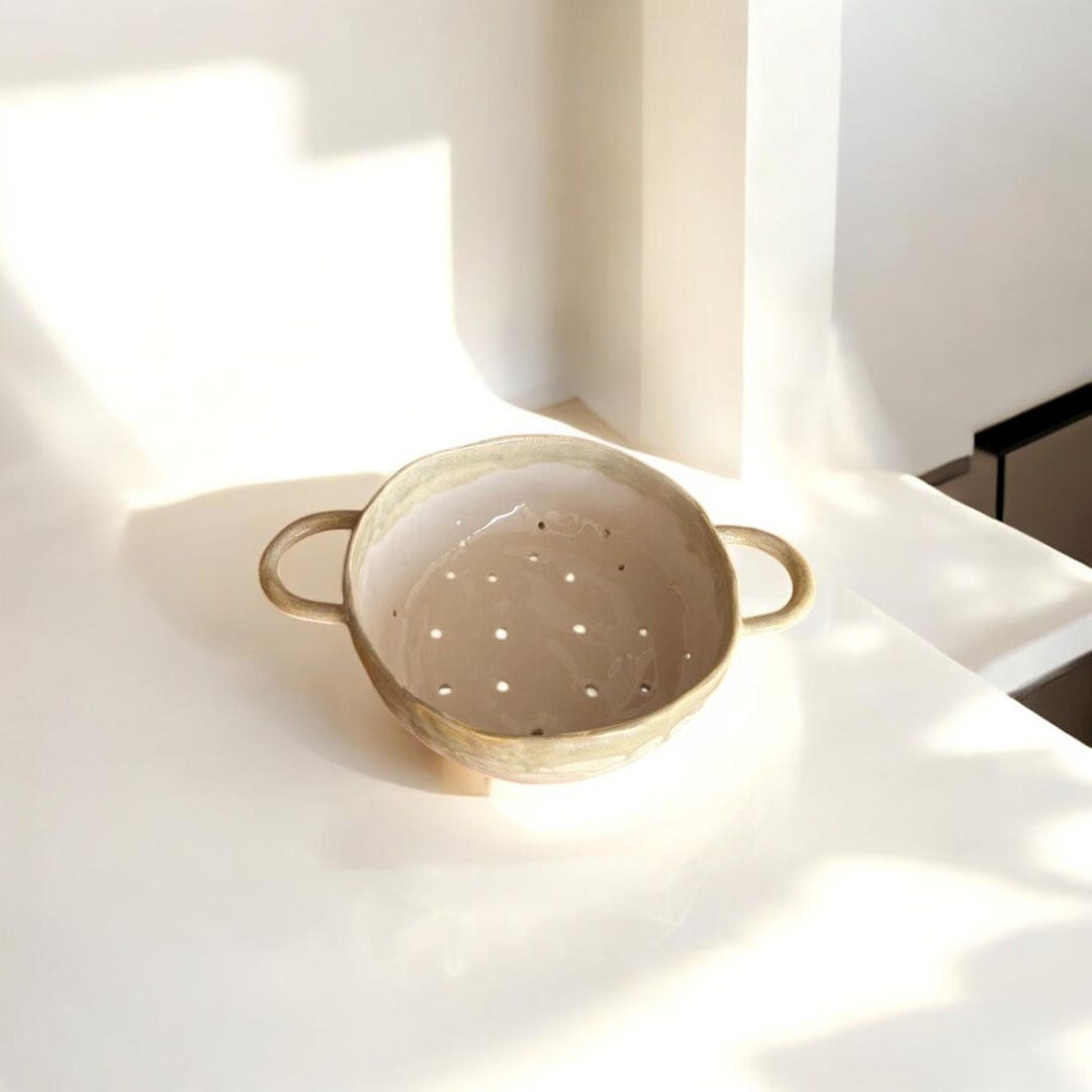 Beige Ceramic Strainer Handmade Pottery Kitchen Accessory - Etsy