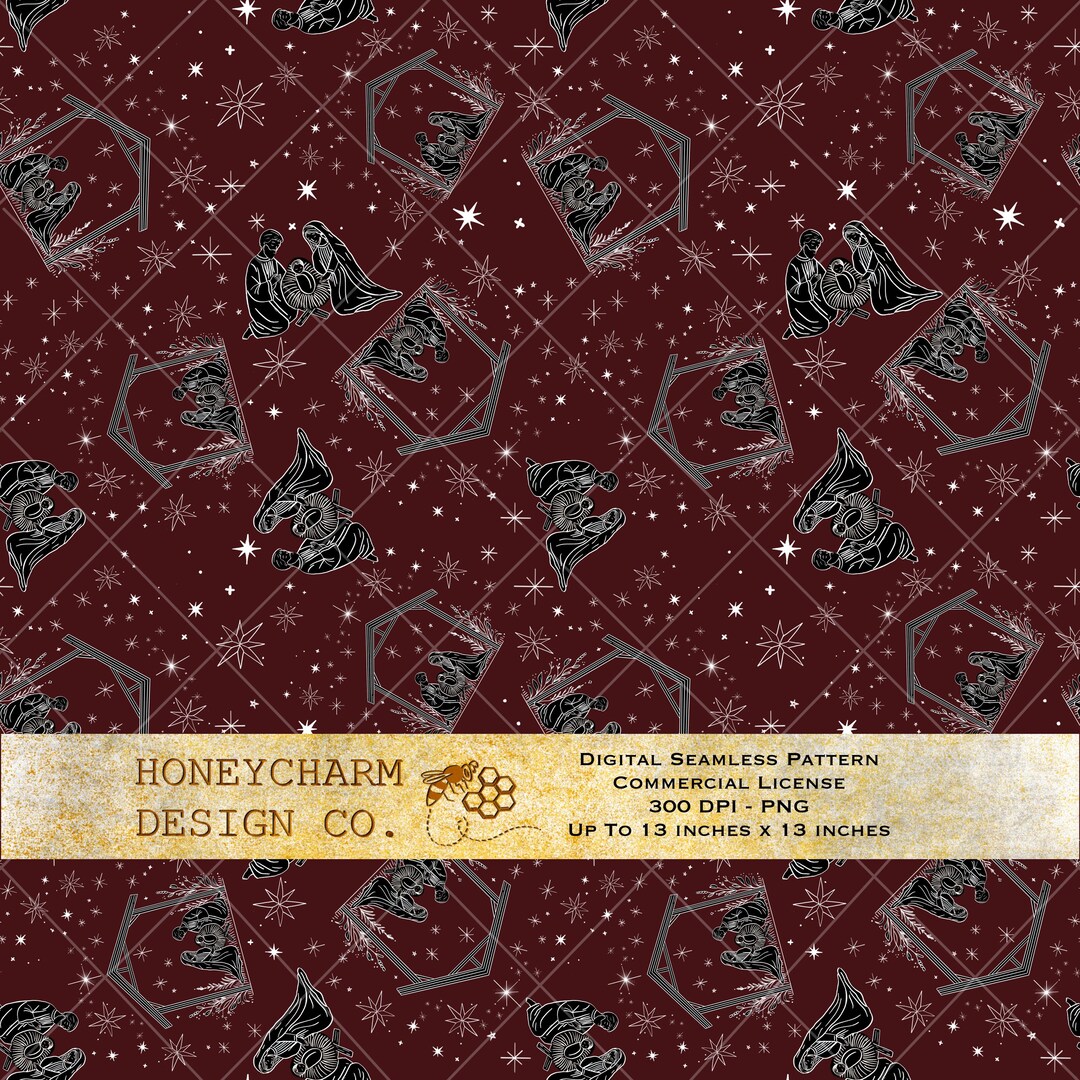Hand Drawn Nativity Seamless Pattern PNG Download Paper Sublimation ...