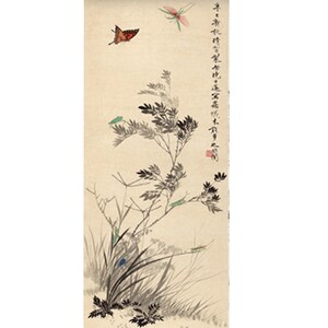 Floral Japanese Chinese Scroll Painting, Wall Art, Canvas Wall Hanging ...