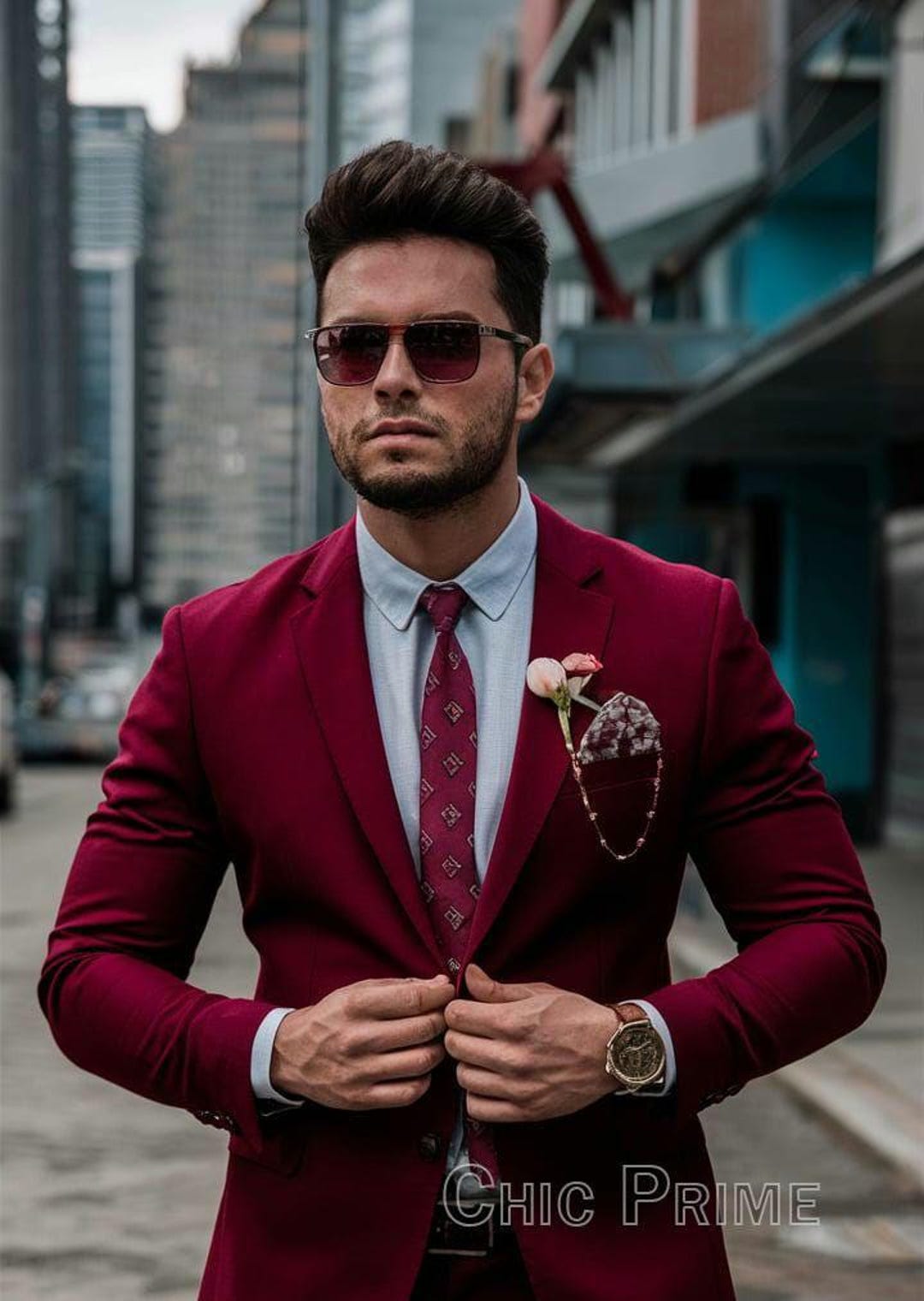 Red Suit for Men, Two Piece Suit, Groom Suit, Slim Fit Suits, Wedding ...