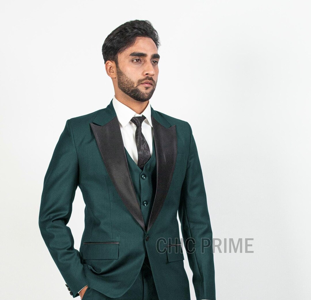 Emerald Green Men Suit, Three Piece Suit, Classic Green Suit, Party ...