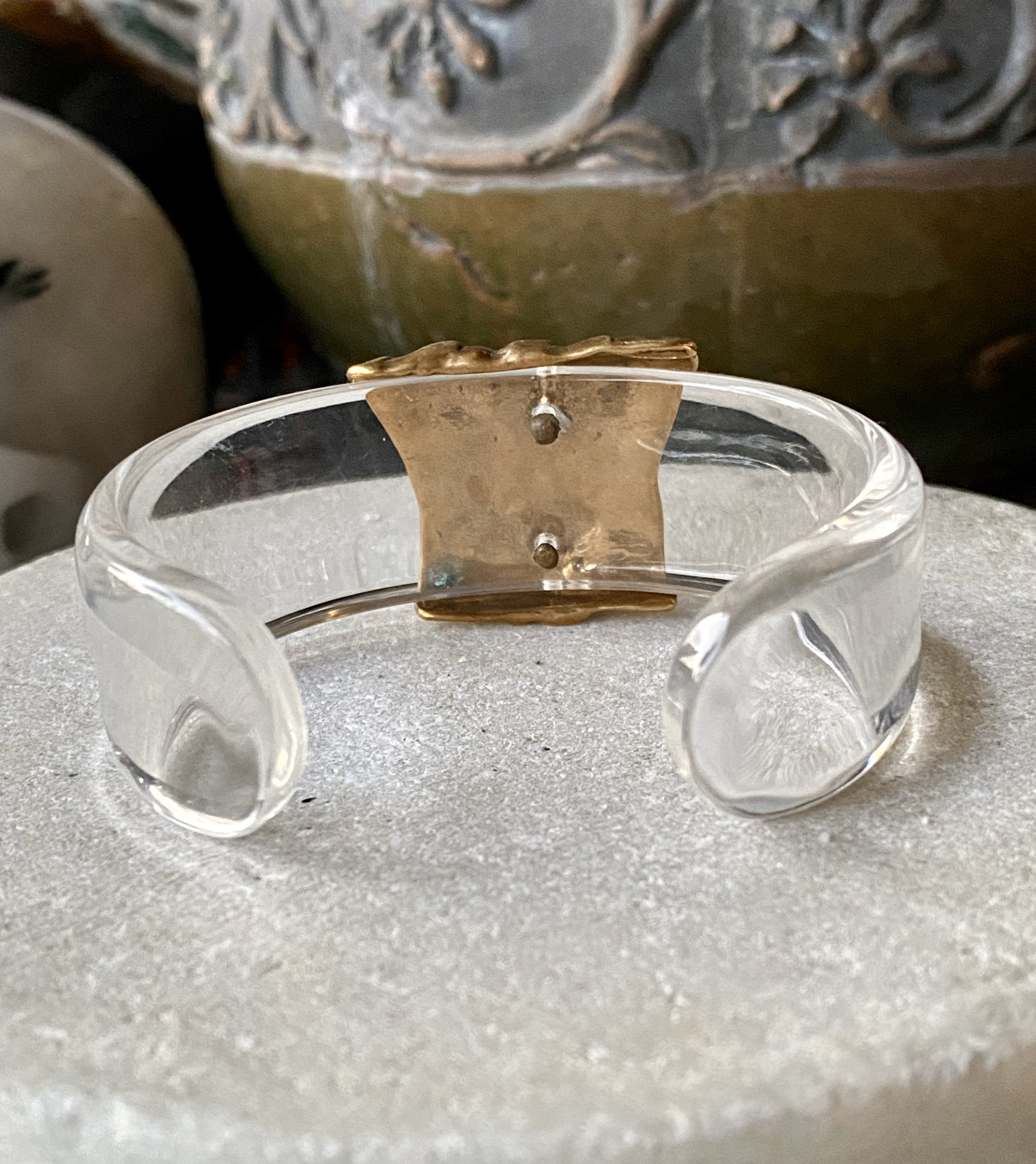Beautiful Modernist Lucite Sculpted Brass Vintage Cuff Bracelet - Etsy