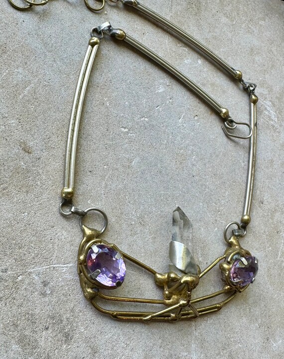 1960s Brutalist Rock Crystal Natural Purple Amethyst… - Gem