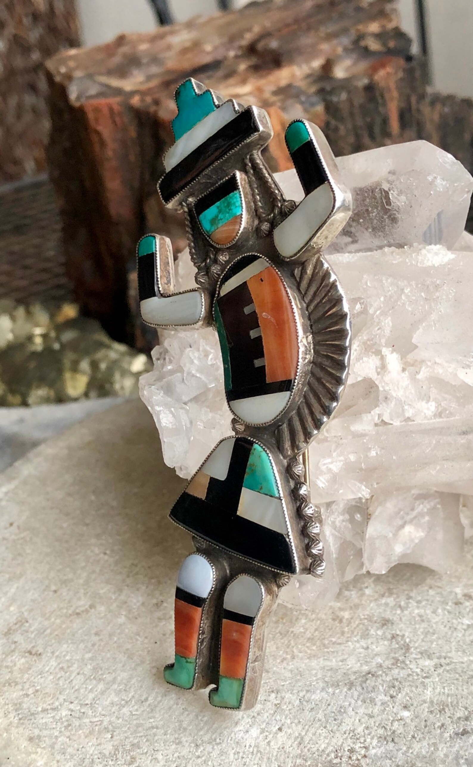 Beautiful Native American Sterling Silver Stone inlay Kachina | Etsy