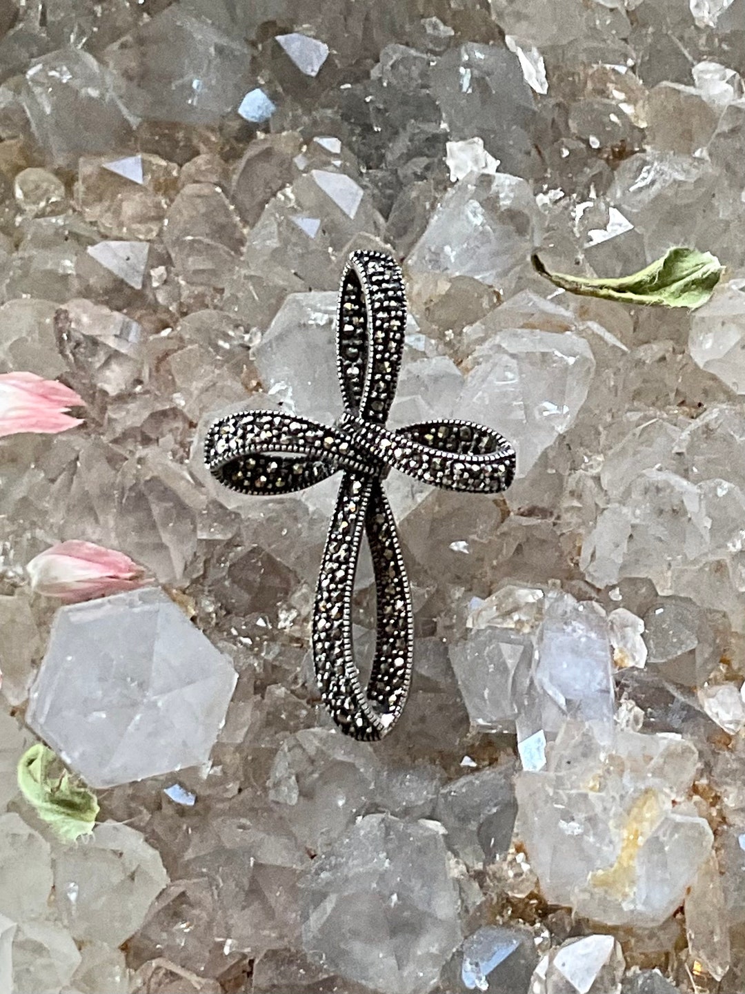 Sculpted Sterling Silver Marcasite Vintage Cross Pendant - Etsy