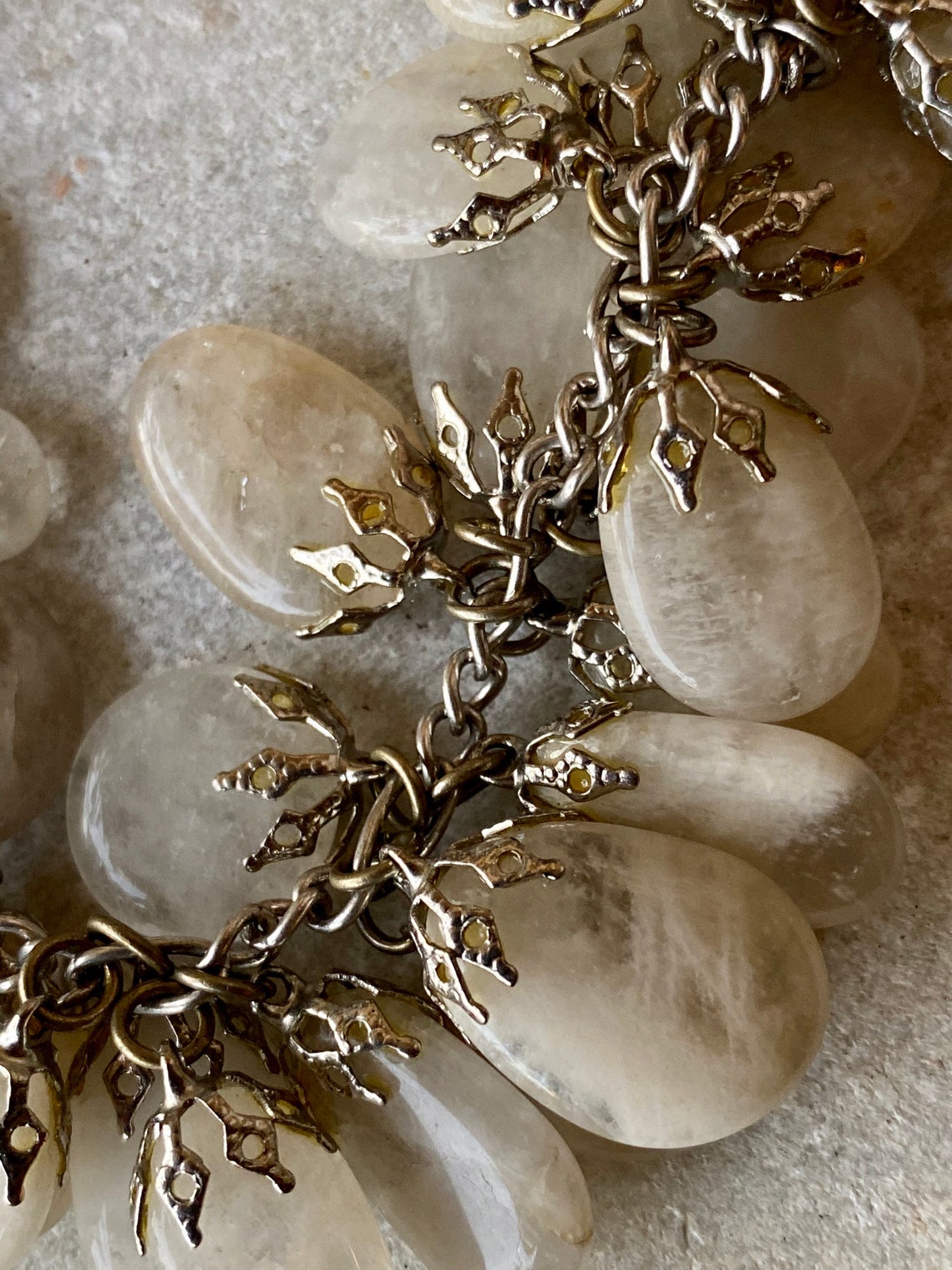 Beautiful 1950s Silvertone White Agate Stone Vintage Cha Cha - Etsy