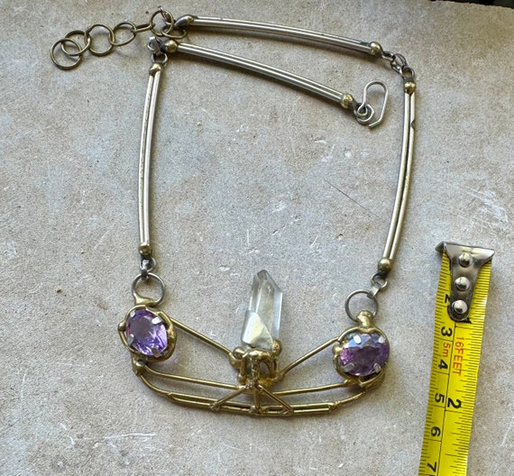 1960s Brutalist Rock Crystal Natural Purple Amethyst… - Gem