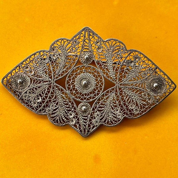 Silver Filigree Pin - Etsy