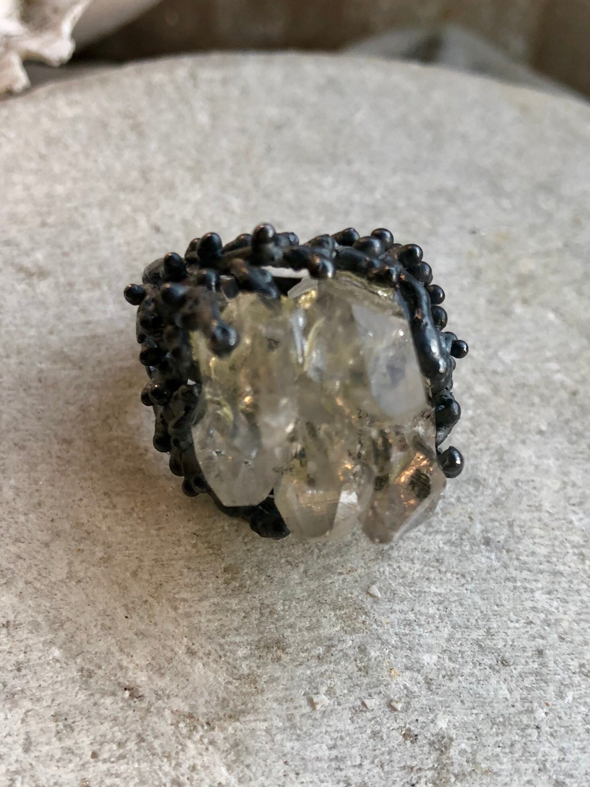 Bold Beautiful Sculpted Sterling Silver Rock Quartz Crystal - Etsy