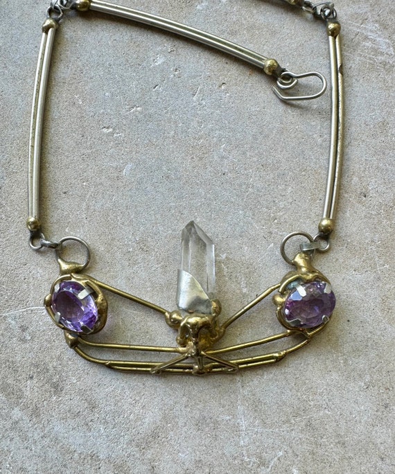 1960s Brutalist Rock Crystal Natural Purple Amethyst… - Gem