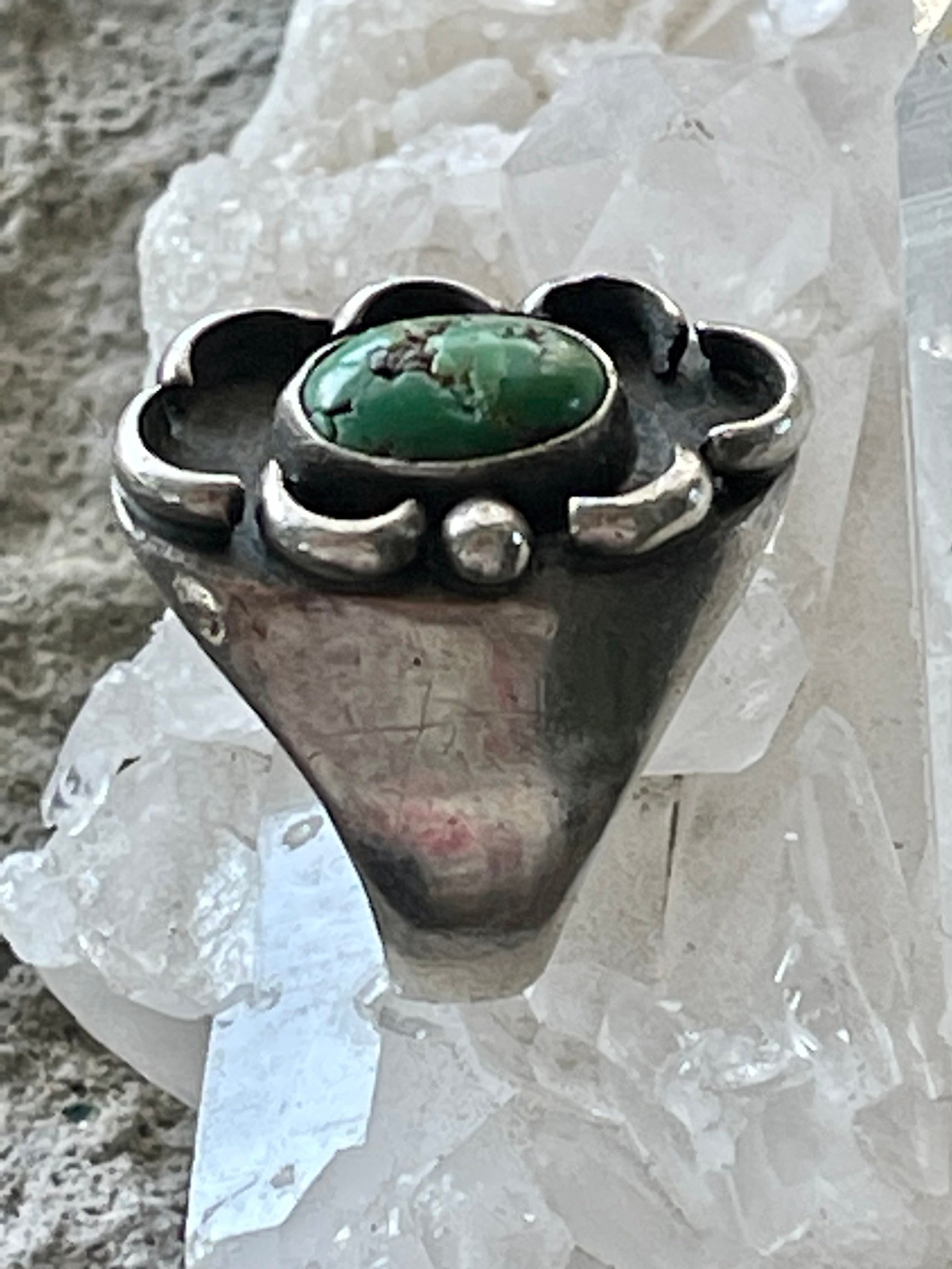 Beautiful Native American Sterling Silver Green Turquoise Antique Ring ...
