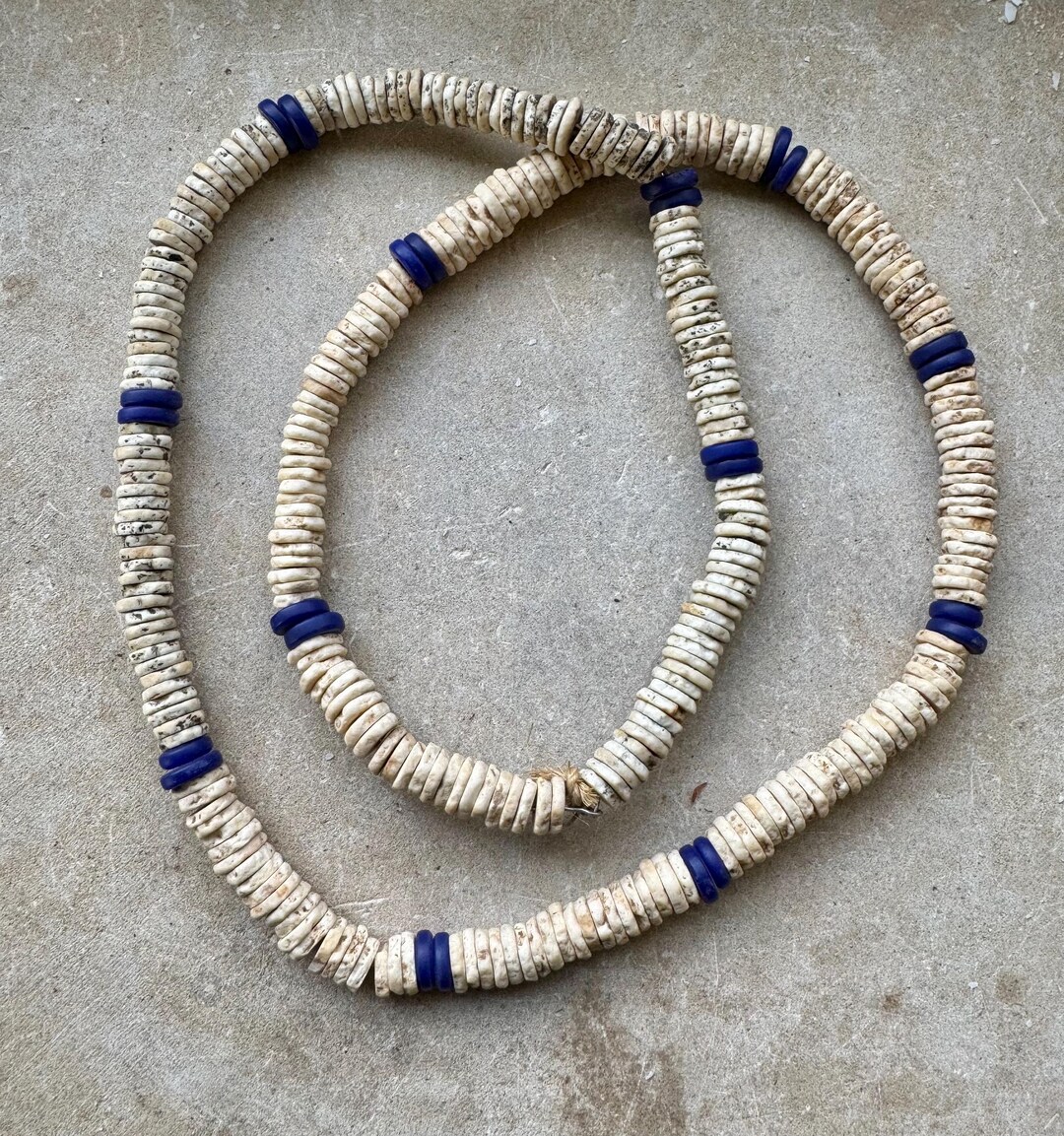Ostrich Egg Shell Bead Tribal Blue Art Glass African Trade Antique ...