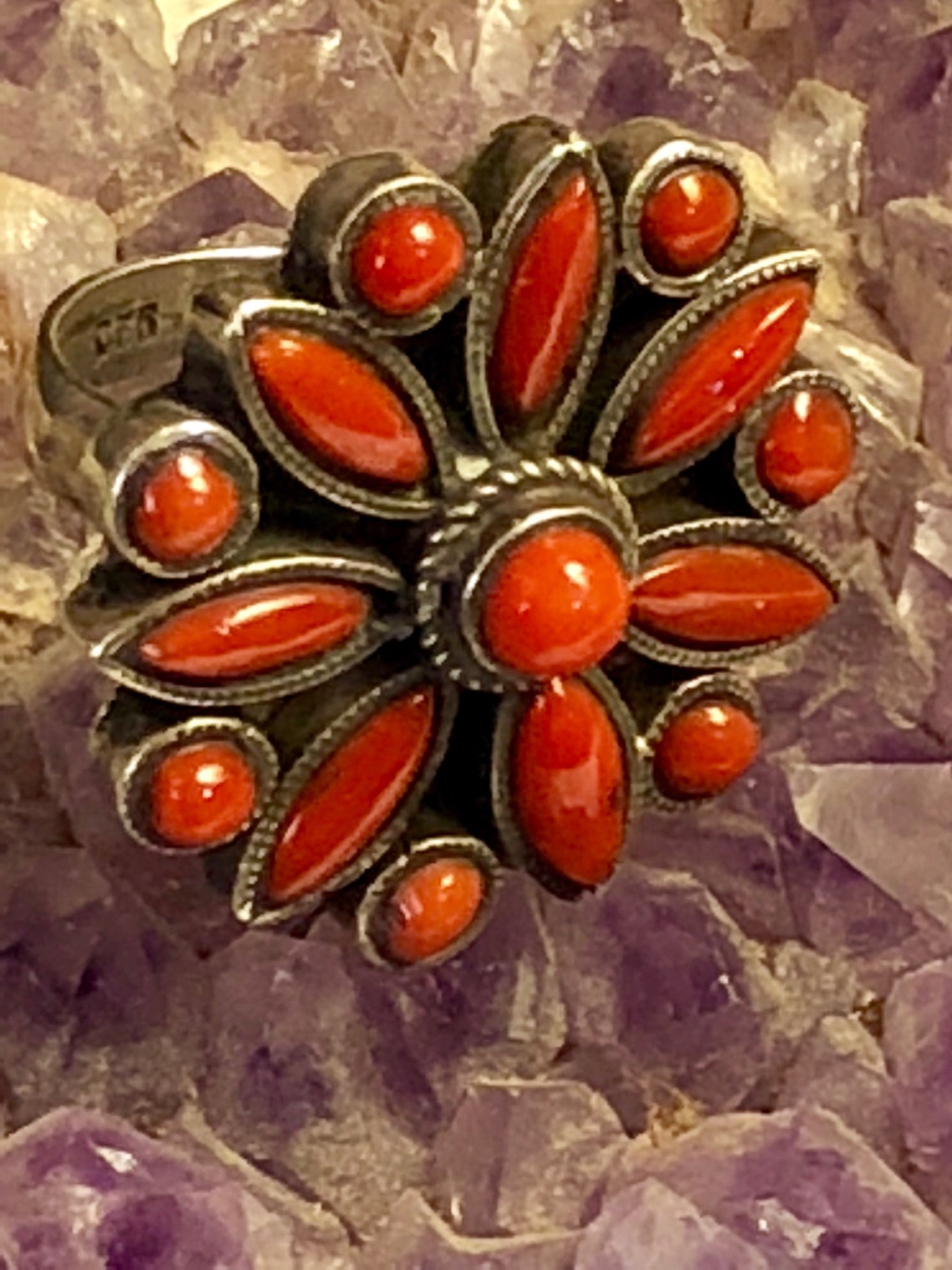 Beautiful Natural Red Coral Sterling Silver Vintage Tibetan | Etsy