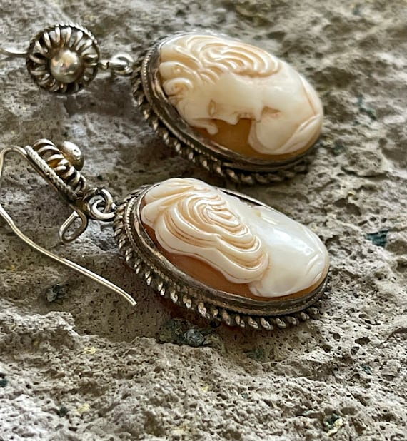 Beautiful Italian Art Nouveau Carved Shell Sterling … - Gem
