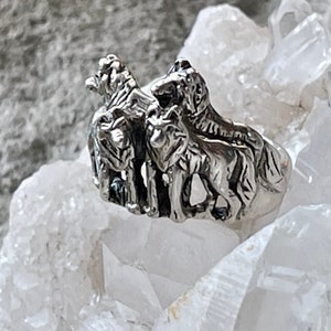 Sculpted Sterling Silver Wolf Pack Vintage Ring - Etsy