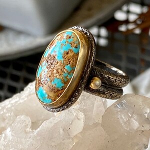 Beautiful Sterling Silver Gold Matrix Turquoise Vintage Ring - Etsy