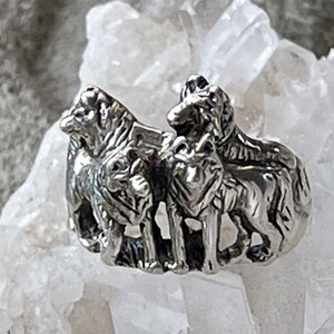 Sculpted Sterling Silver Wolf Pack Vintage Ring - Etsy