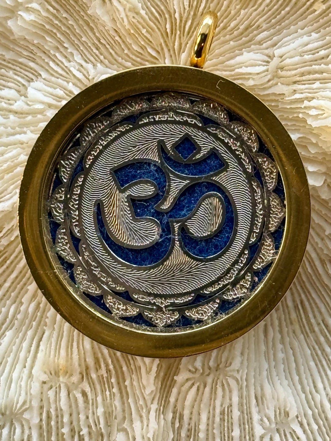 Double Sided Sacred Geometry Om Symbol Sri Yantra Carved Disk in Custom ...