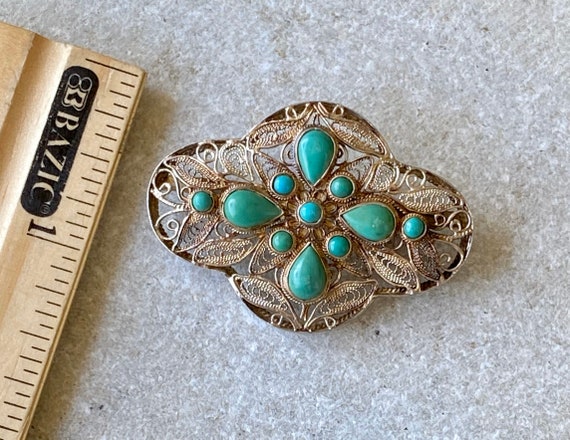Beautiful Art Nouveau Silver Filigree Persian Turquoi… - Gem