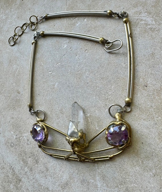 1960s Brutalist Rock Crystal Natural Purple Amethyst… - Gem