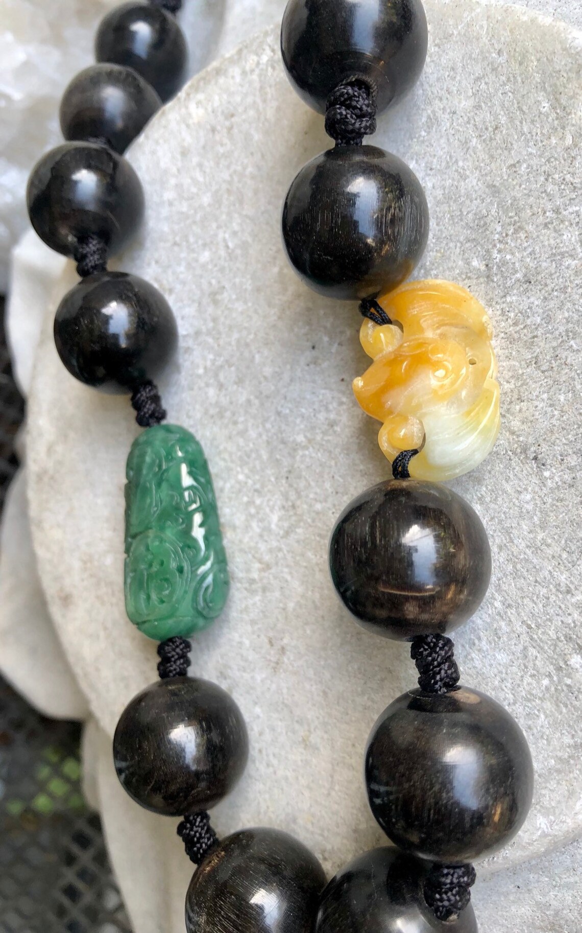 Carved Green Jade Shou Bead Yellow Jade Bat Nut Seed Bead - Etsy