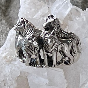Sculpted Sterling Silver Wolf Pack Vintage Ring - Etsy