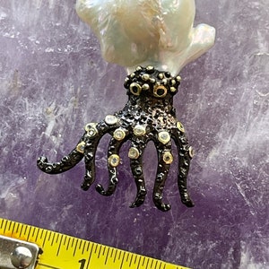 Sterling Silver Gold Gemstone Blister Pearl Octopus Necklace - Etsy