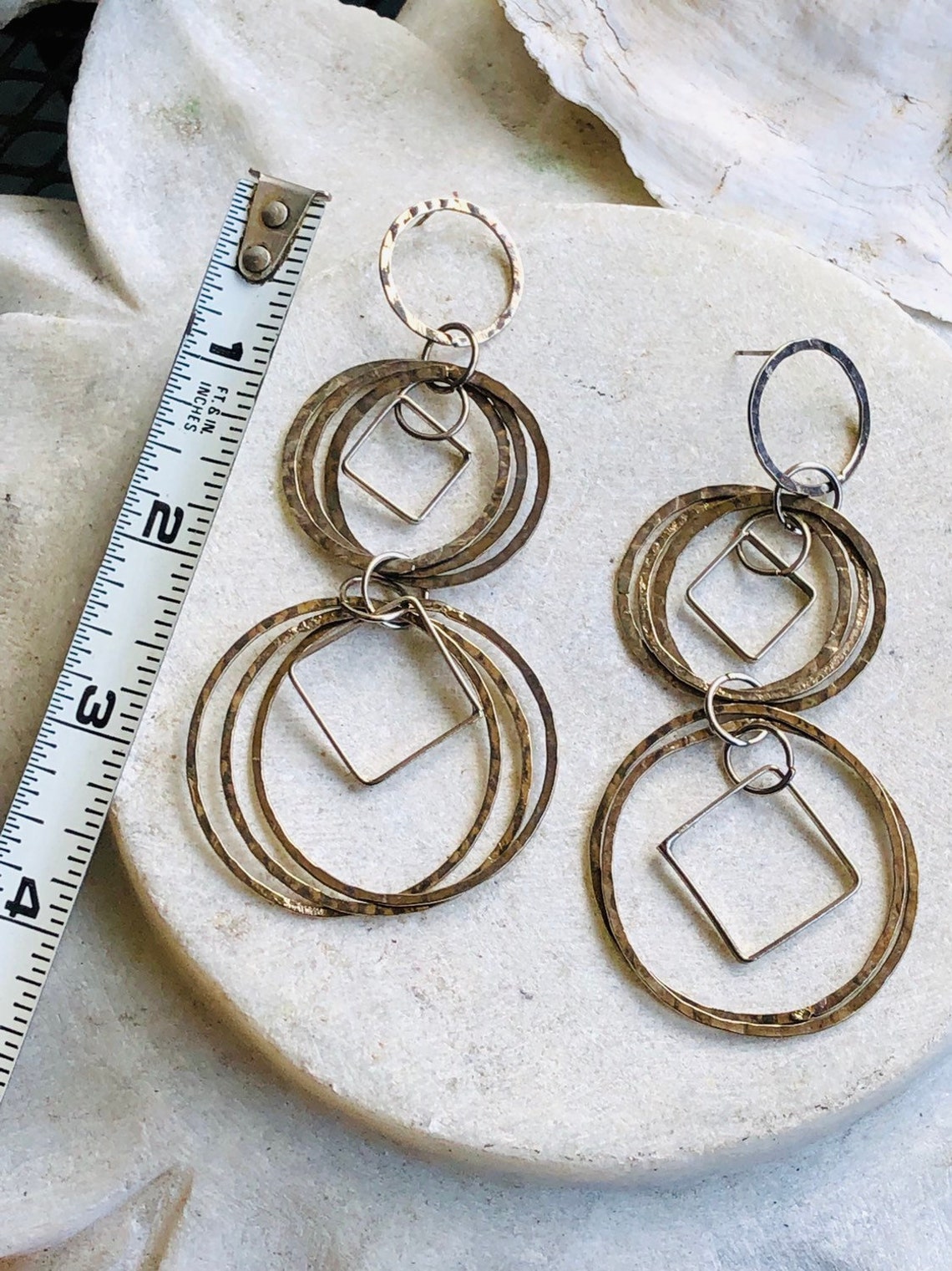 Beautiful Sterling Silver Multi Hoop Geometric Long Vintage - Etsy