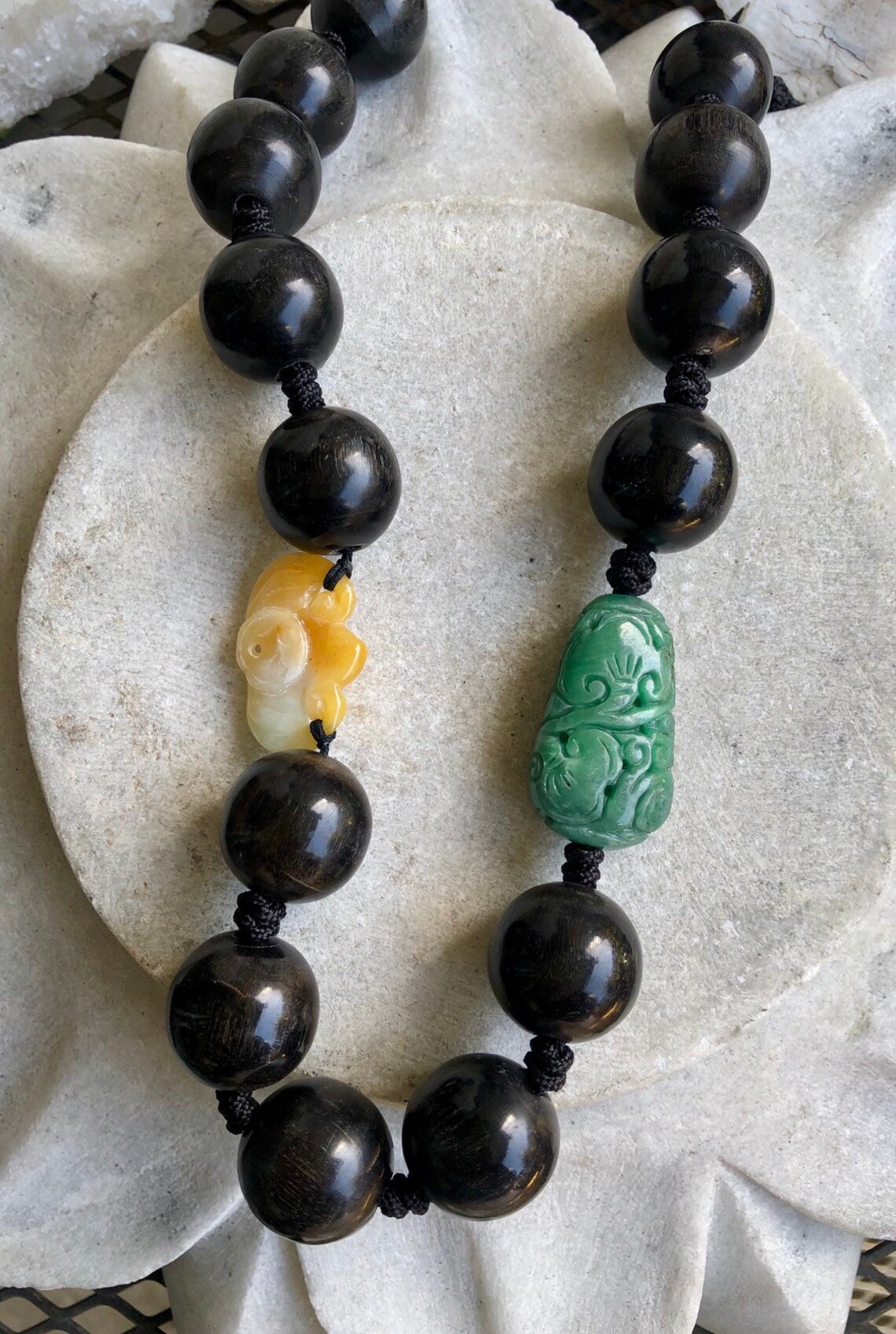 Carved Green Jade Shou Bead Yellow Jade Bat Nut Seed Bead | Etsy