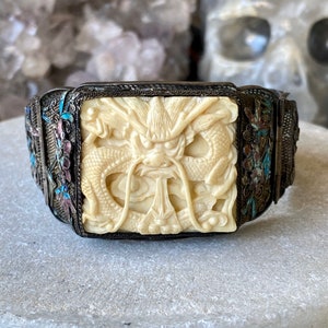 Stunning Victorian Old Chinese Silver Filigree Enamel Yack Carved ...