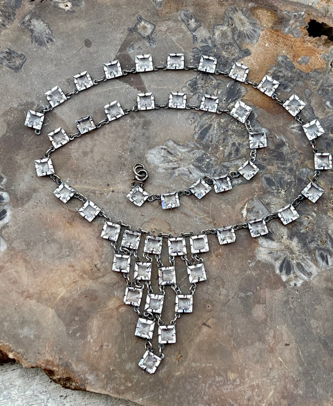 Beautiful Authentic Art Deco Rock Crystal Sterling Silver Geometric ...