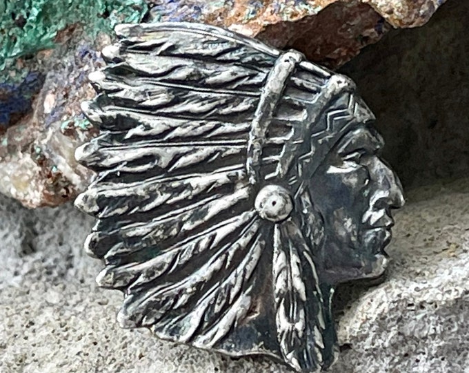 Old Native American Chief Head Sterling Silver Ring - Etsy