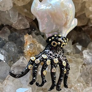 Sterling Silver Gold Gemstone Blister Pearl Octopus Necklace - Etsy