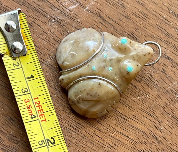 Carved Stone Fetish Frog Vintage Necklace Pendant - Gem