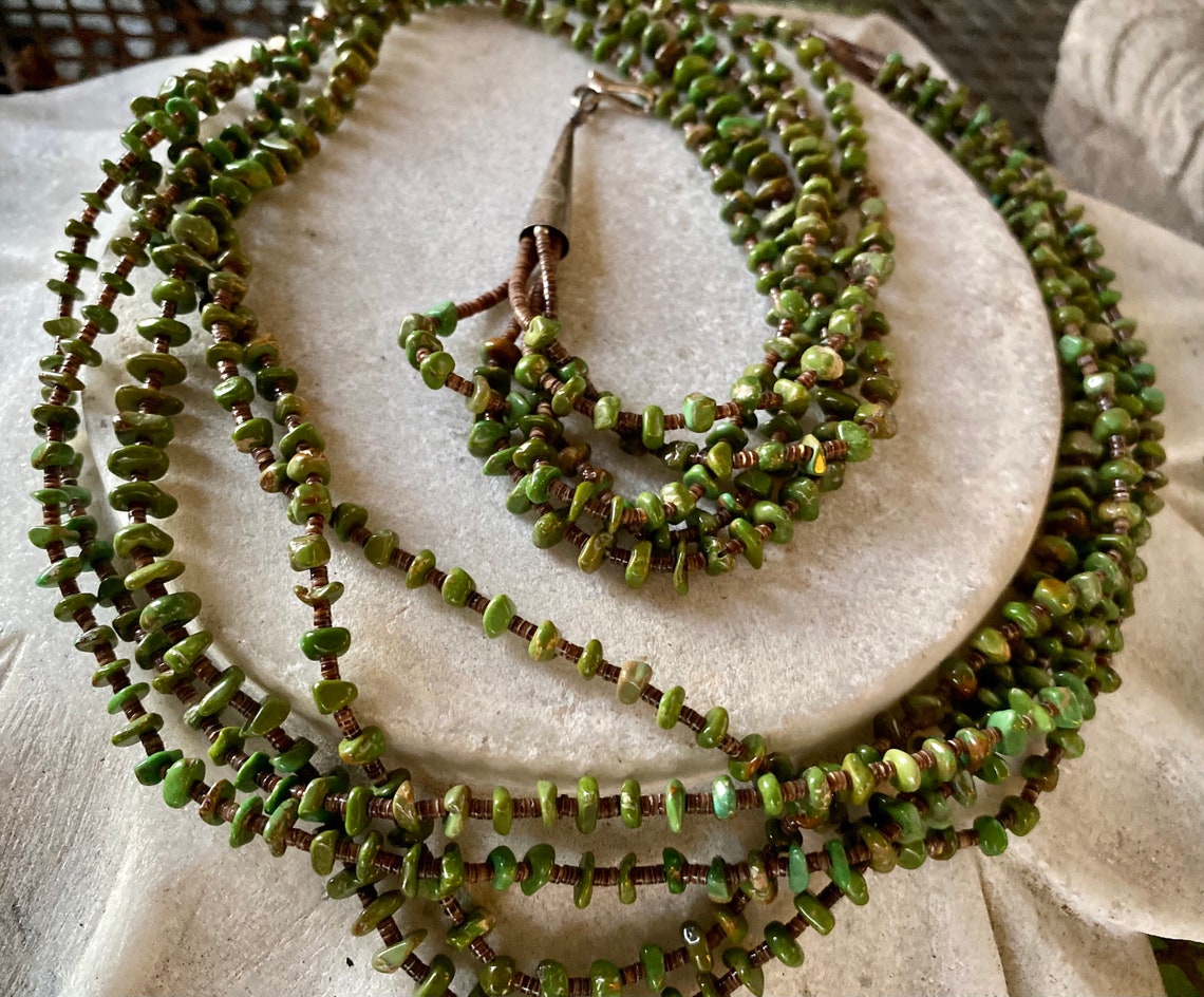 Beautiful Native American Multi Strand Green Gaspeite Heishi - Etsy