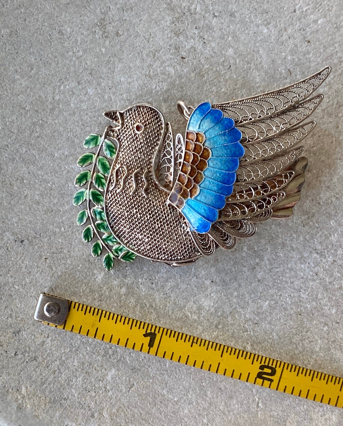 Beautiful Filigree Sterling Silver Enamel Peace Dove Bird - Etsy
